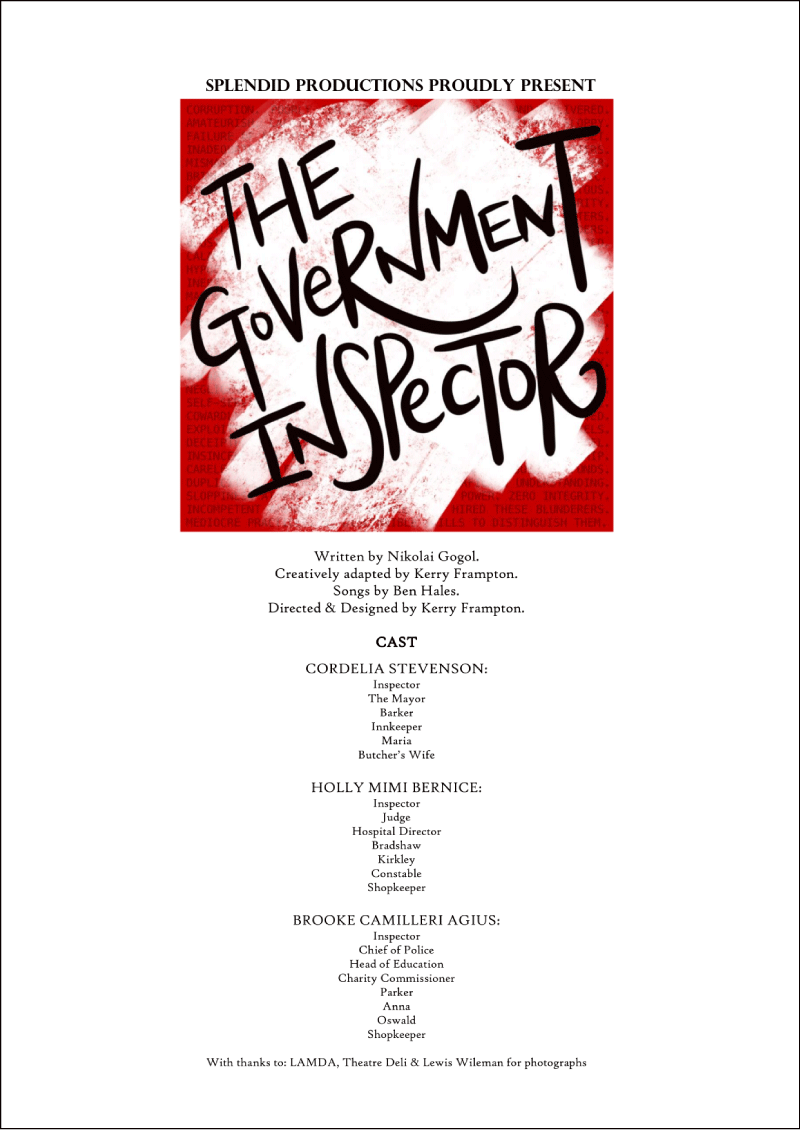 The Government Inspector Production Resources – Splendid Productions